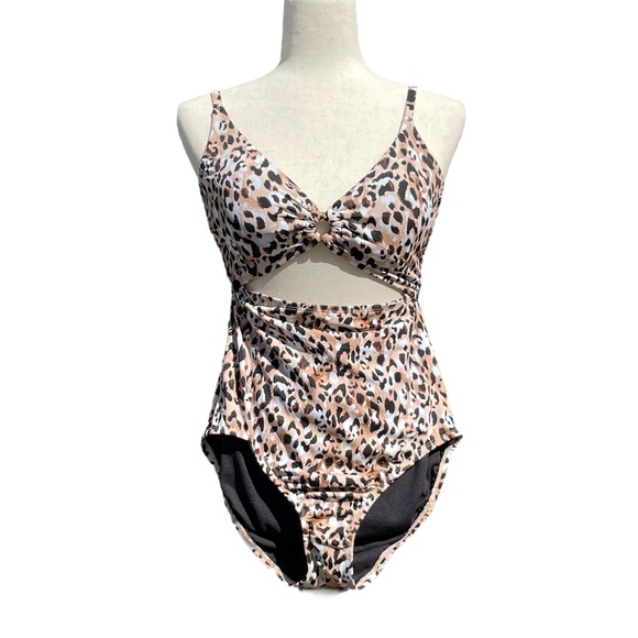 Time and Tru | Swim | Time And Tru Leopard Cheetah Print Monokini One Piece Bathing Suit With ...